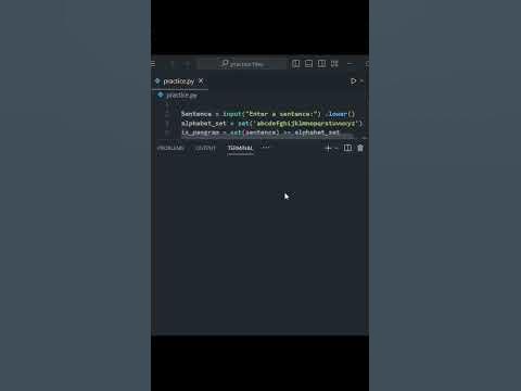 Check for the panagram | #python #pythonprogramming#coding#learnpython #pythonforbeginners - YouTube
