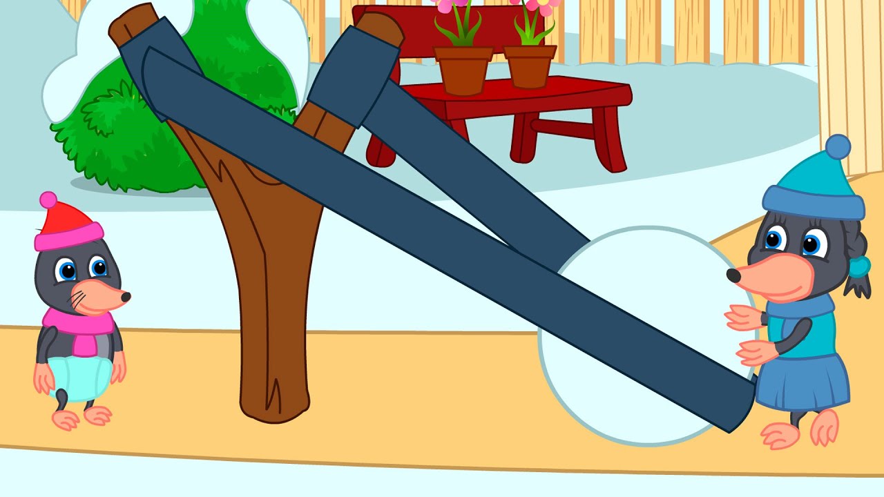 Benny Mole and Friends - Snow catapult Cartoon for Kids - YouTube