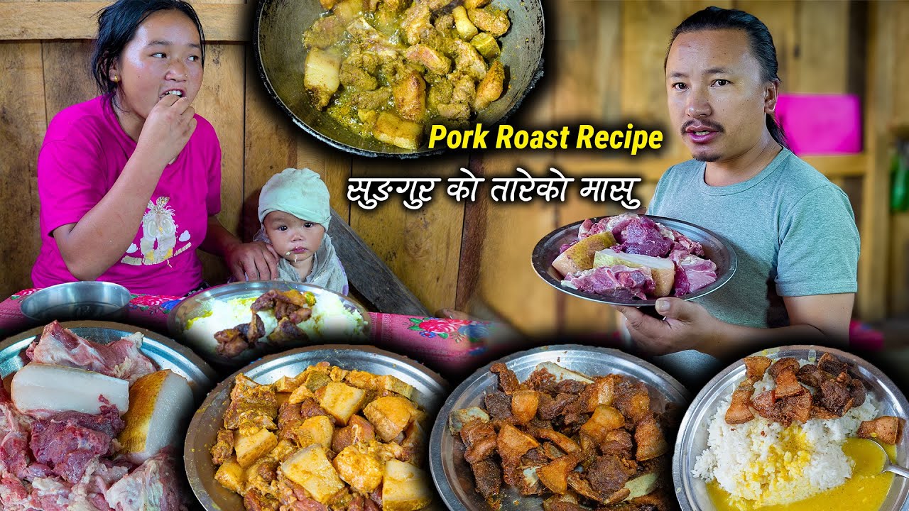 Crispy and Roasted Pork recipe with rice | Roast Pork Belly in Village ...