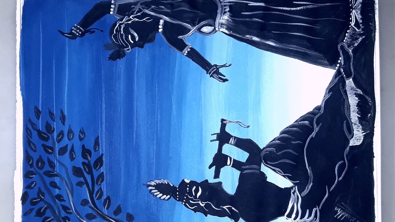 Awesome shadow painting of Radha Krishna - YouTube