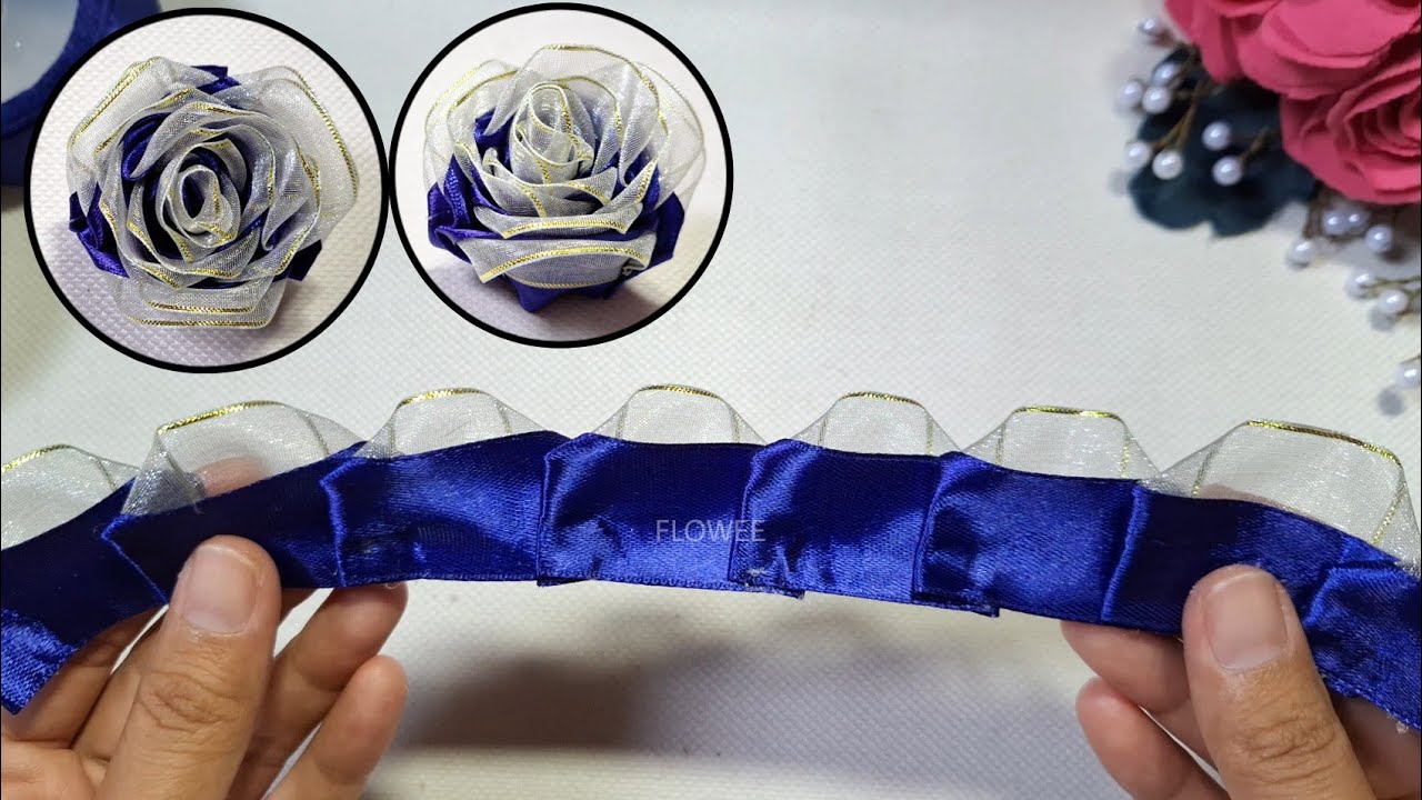 Whole Ribbon Rose - Ribbon Flowers - How to make an easy ribbon rose ...
