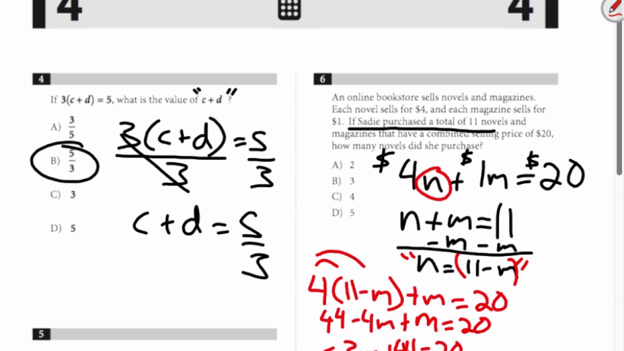 SAT Math Test 5 Part 4 Problem 6 - YouTube