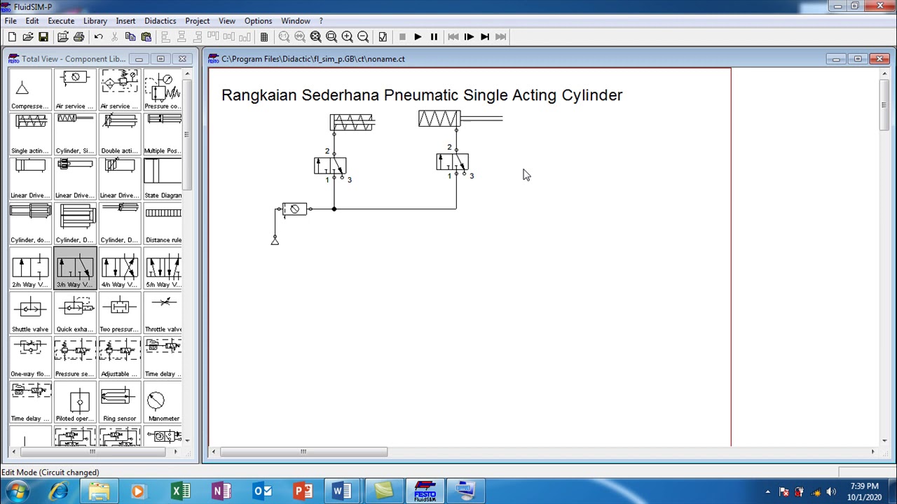 FESTO FLUIDSim |Pure Pneumatic Single Acting Cylinder - YouTube