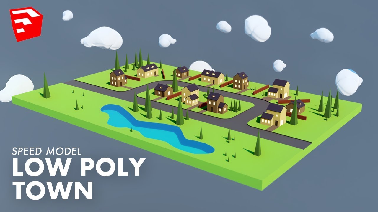 Low Poly Town | Lumion 8 & Sketchup Speed Model - YouTube