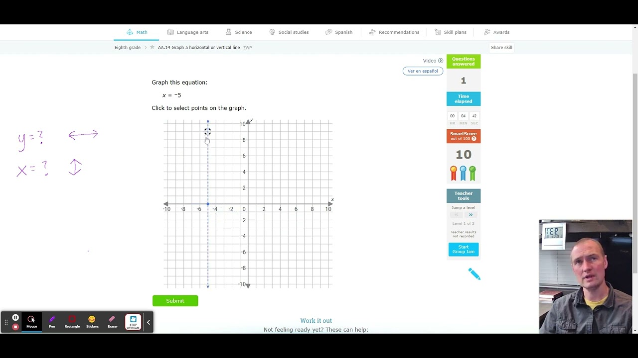 IXL AA.14 8th grade math Graph a horizontal or vertical line ZWP - YouTube