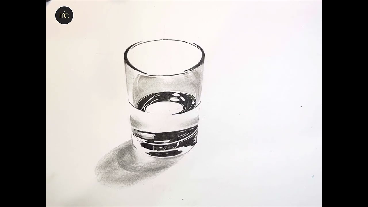HOW TO DRAW REALISTIC 3D GLASS WITH WATER | #pencildrawing #drawing # ...