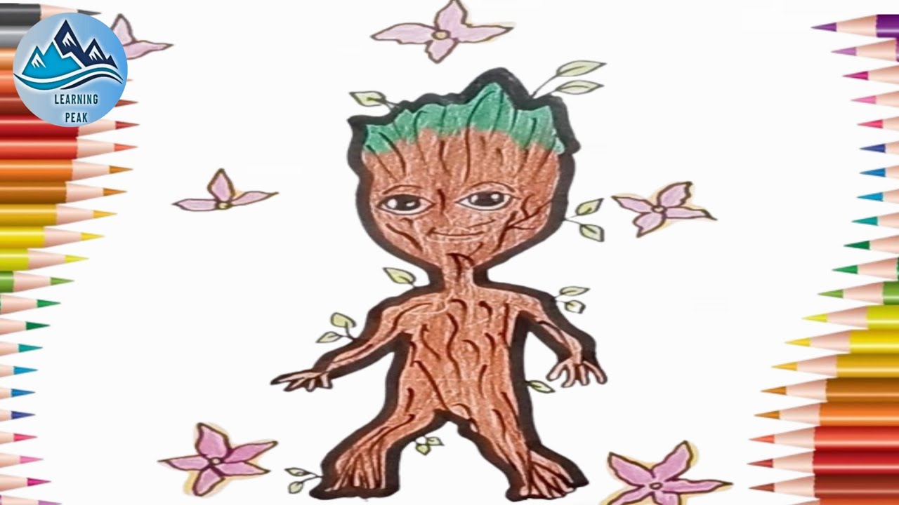 Let's draw &Paint Groot Drawing, painting &Coloring for kids&toddlers ...