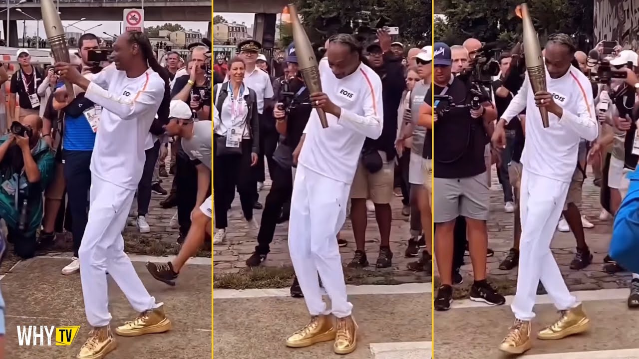 Snoop Dogg Is Crip-Walking While Carrying Olympic Torch In Paris - YouTube