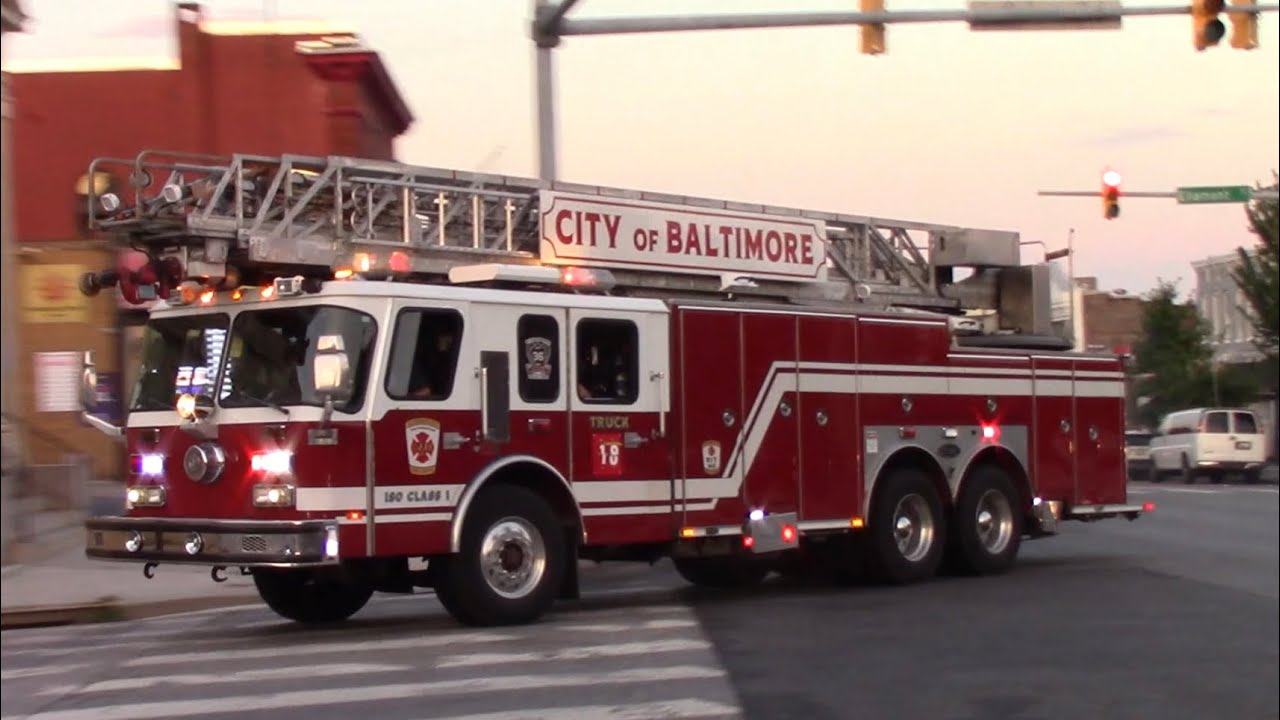 Baltimore CIty Fire Department Spare Truck 18 Responding - YouTube