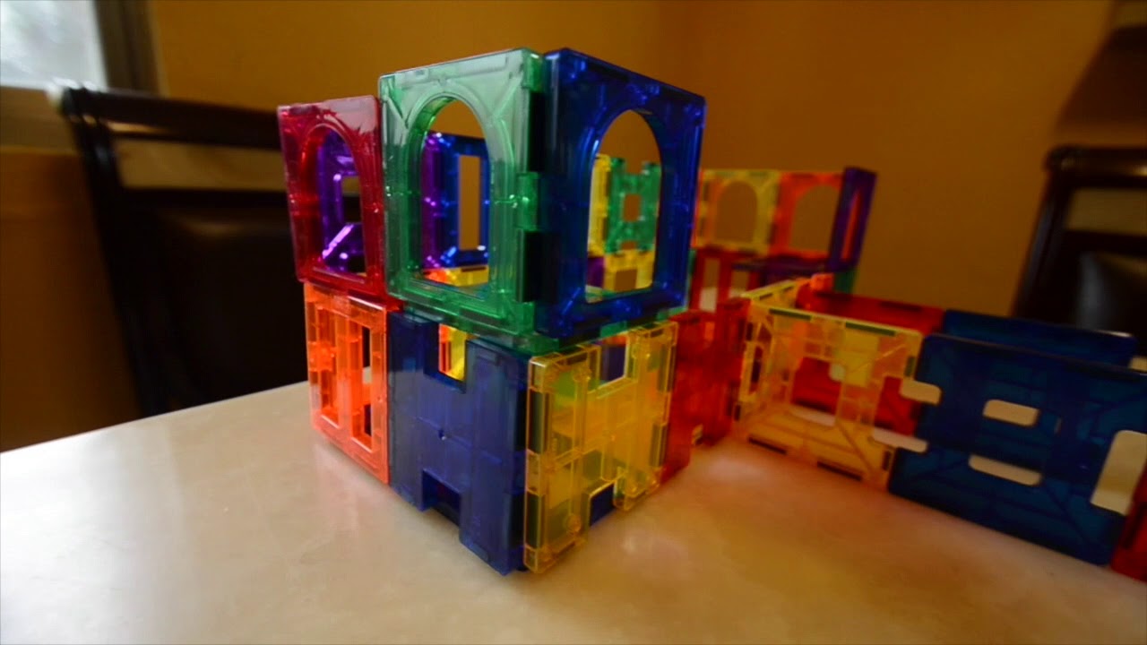 PicassoTiles PT42 42 Piece Magnetic Building Block Set Playboards ...