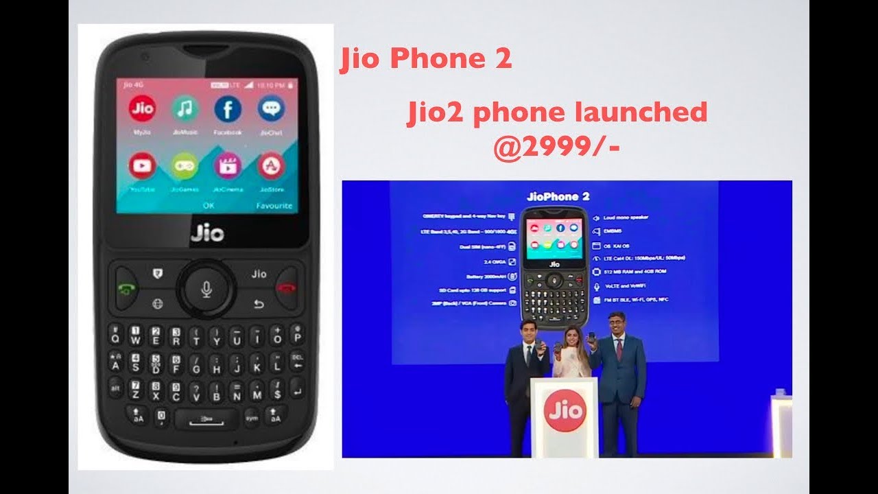 jio phone 2 launch with whatsapp and youtube support @2999/-जिओ फ़ोन २ ...