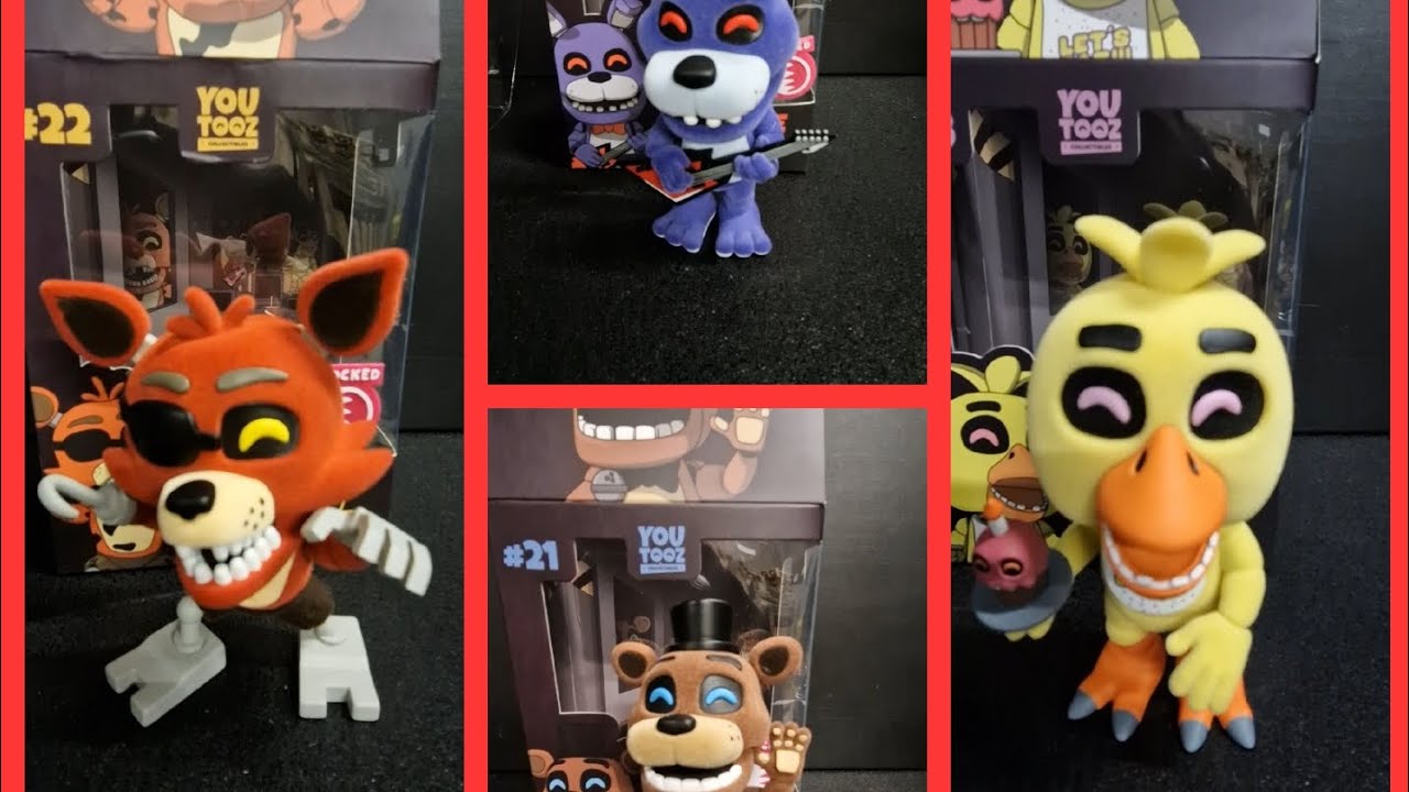 4 Flocked Five Nights At Freddys Youtooz Vinyl Figures Fnaf Unboxing 2242