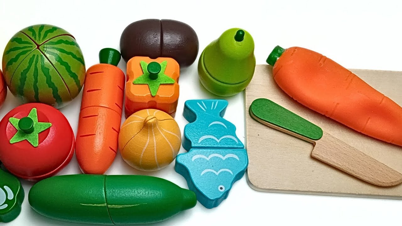 Satisfying Video | Cutting Wooden Fruits and Vegetables, Carrot ...