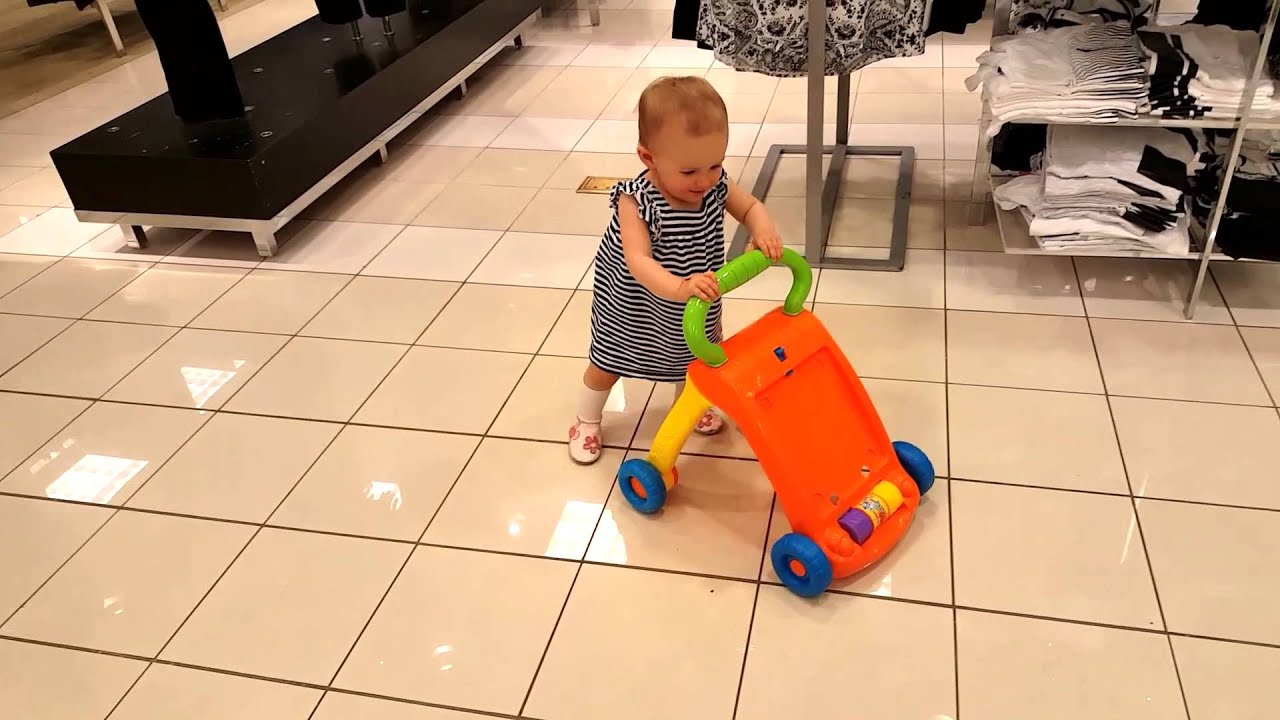 Learning to walk! (at the mall) - YouTube