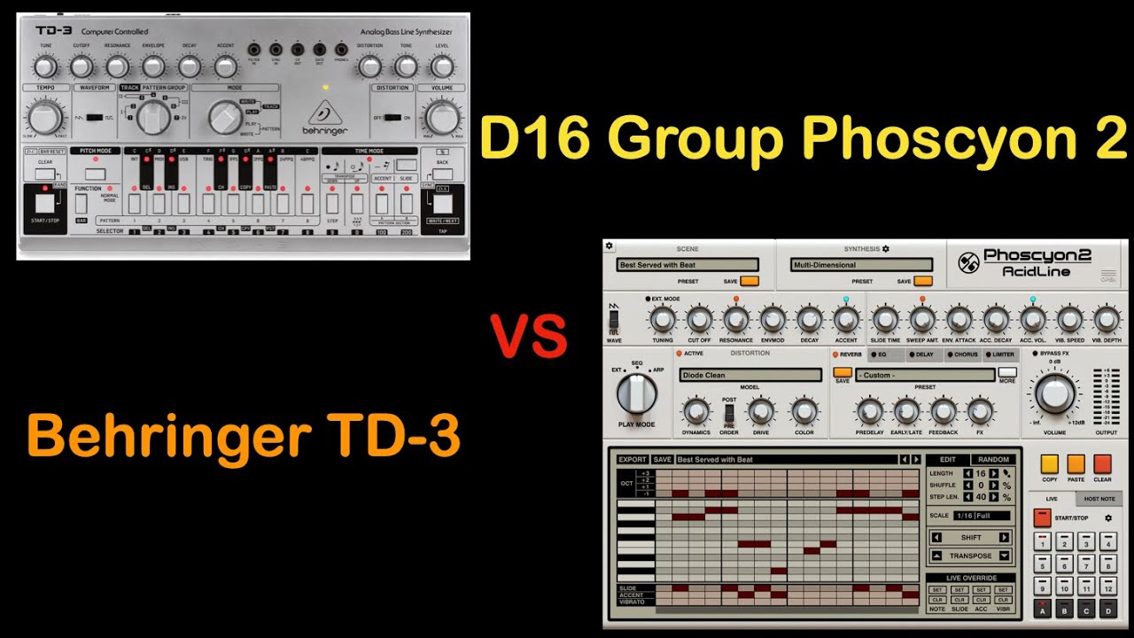 Behringer TD-3 VS D16 Group Phoscyon 2 - YouTube