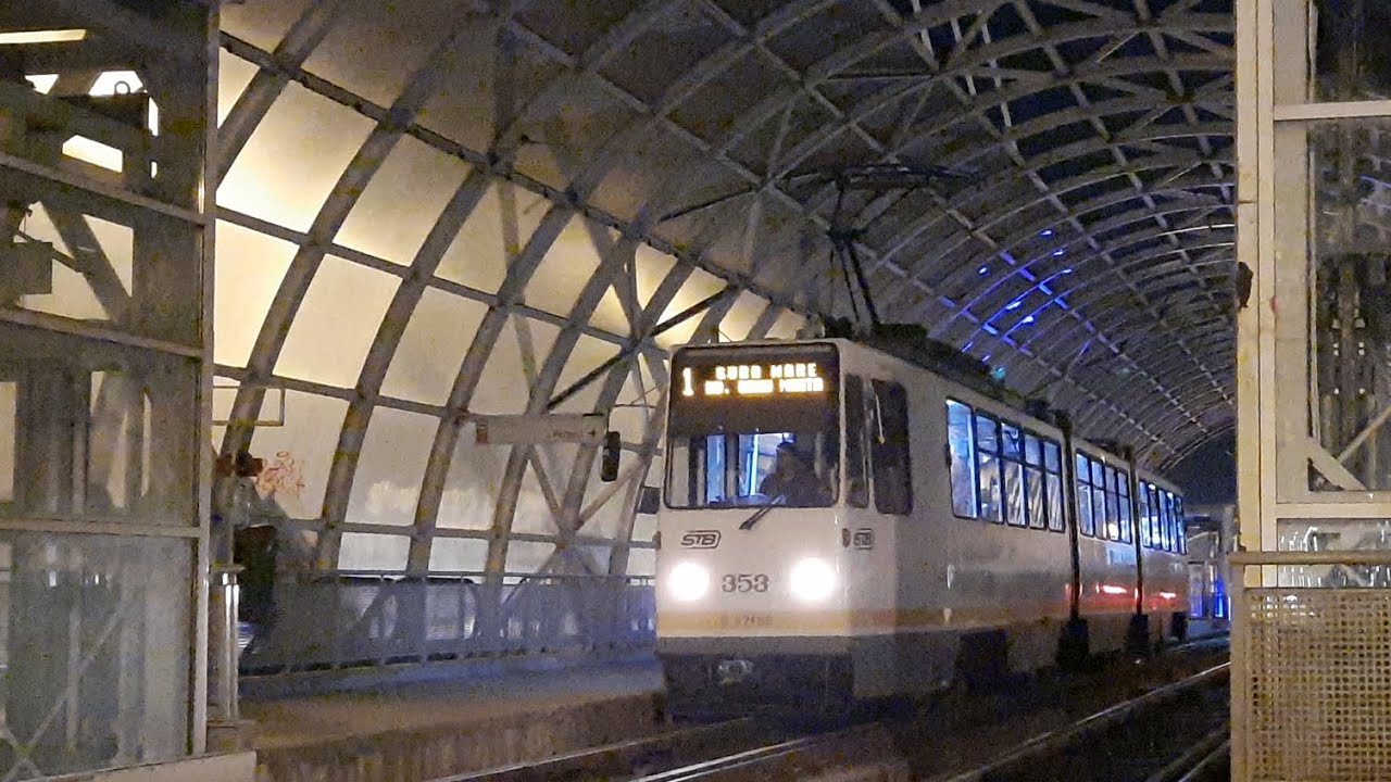 Tramvaie la statia "Pasaj Basarab" pe liniile 1 si 10 - YouTube