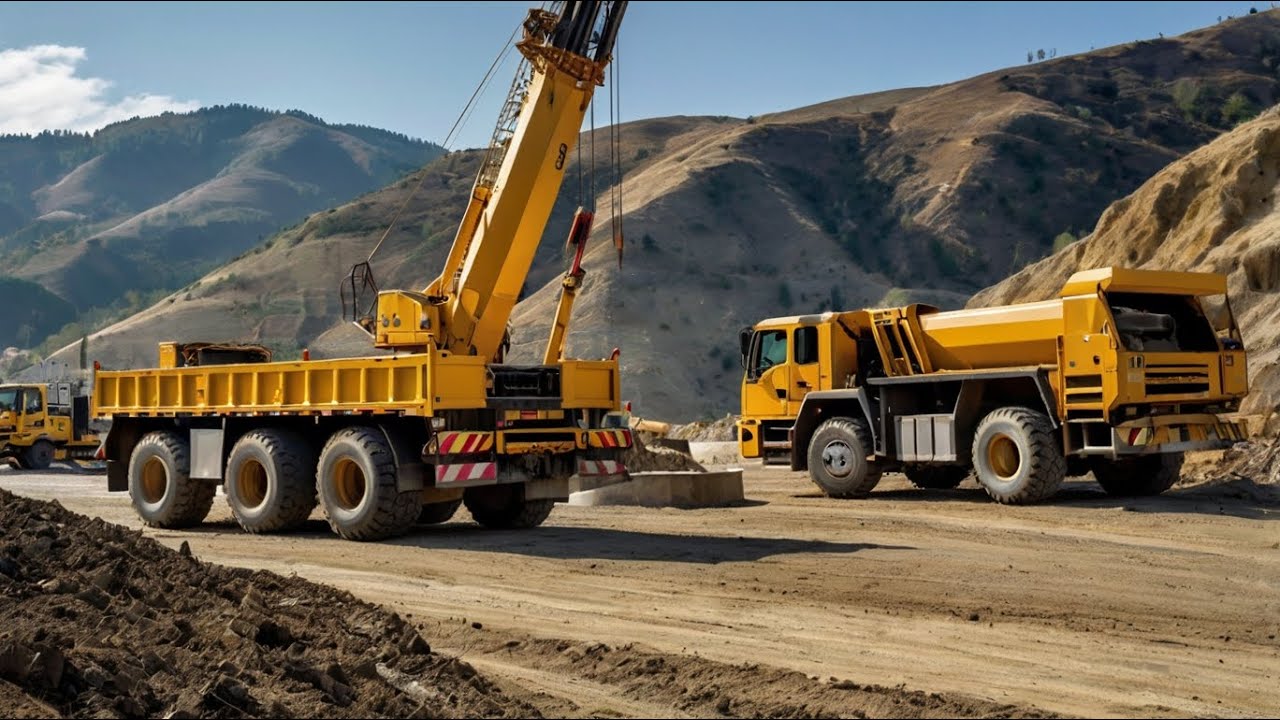 Heavy Machinery in Action: Mountain Excavation and Road Construction ...