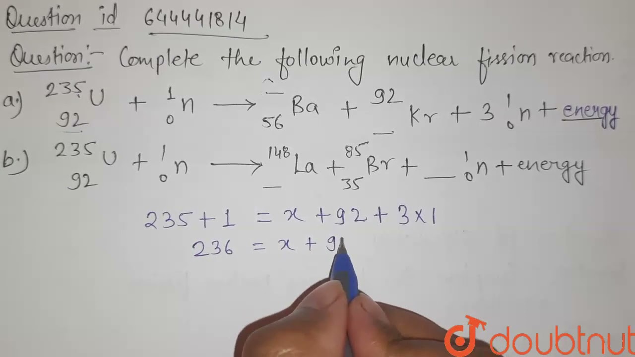 Fission Reaction Equation