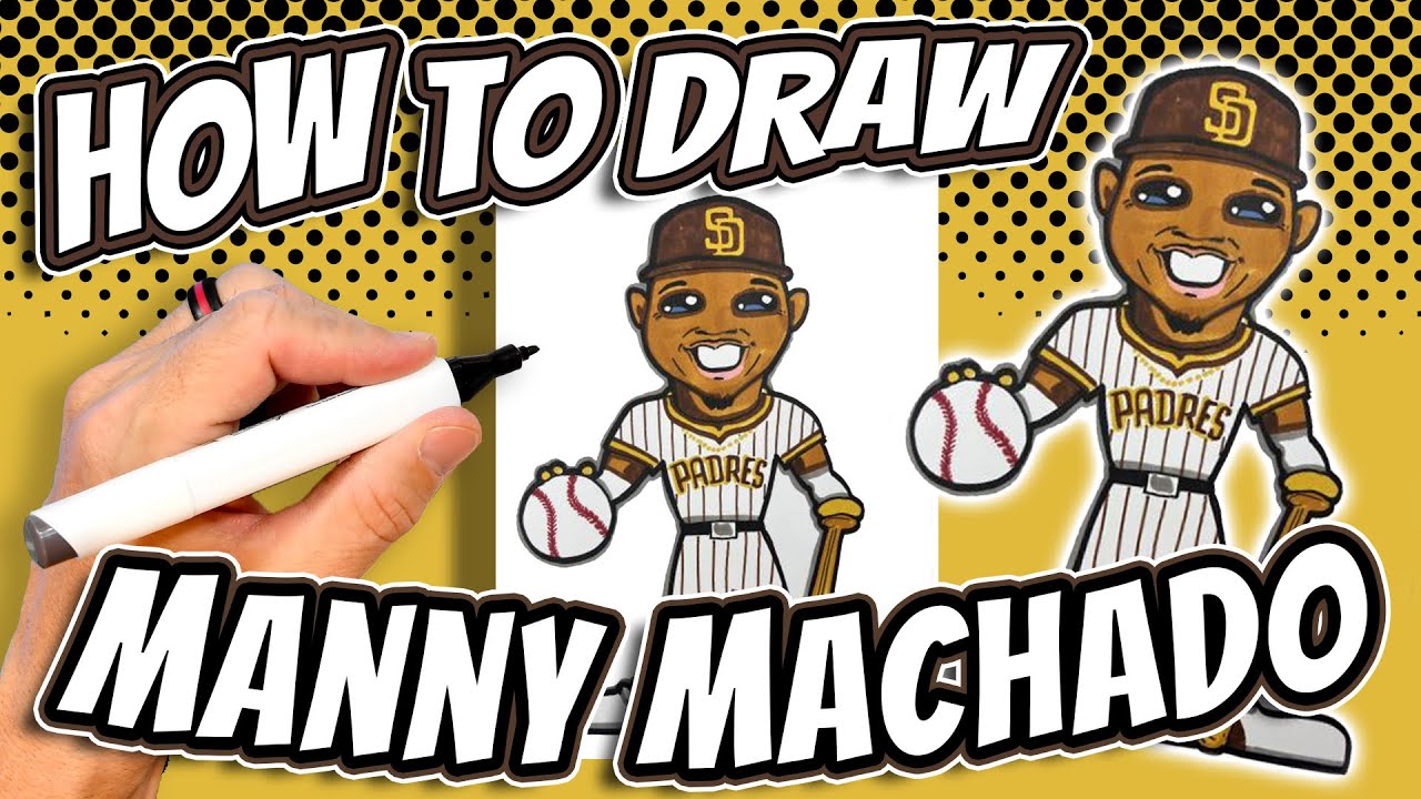 How to Draw Manny Machado for Kids - San Diego Padres MLB Baseball ...
