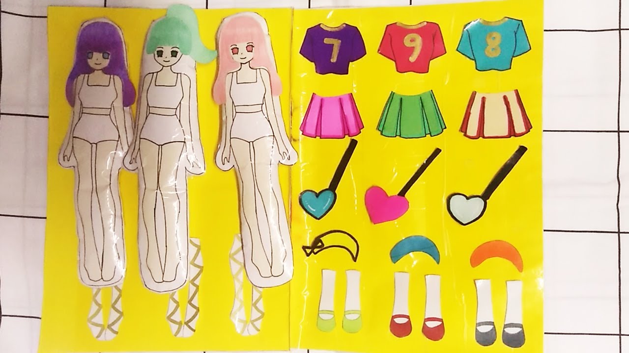 (PAPER DIY) HOW TO MAKE PAPER DOLL BOOK/GIRLS CHEERLEADING DRESS ...