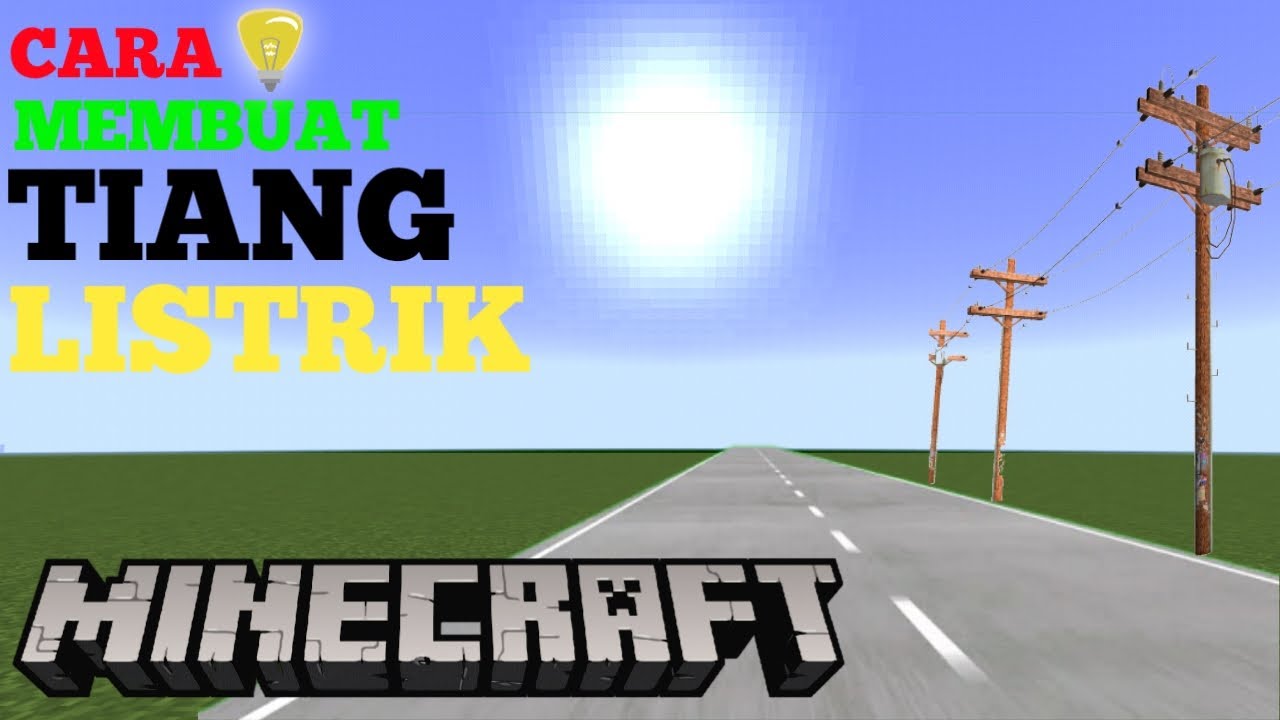 CARA MEMBUAT TIANG LISTRIK DI MINECRAFT - YouTube