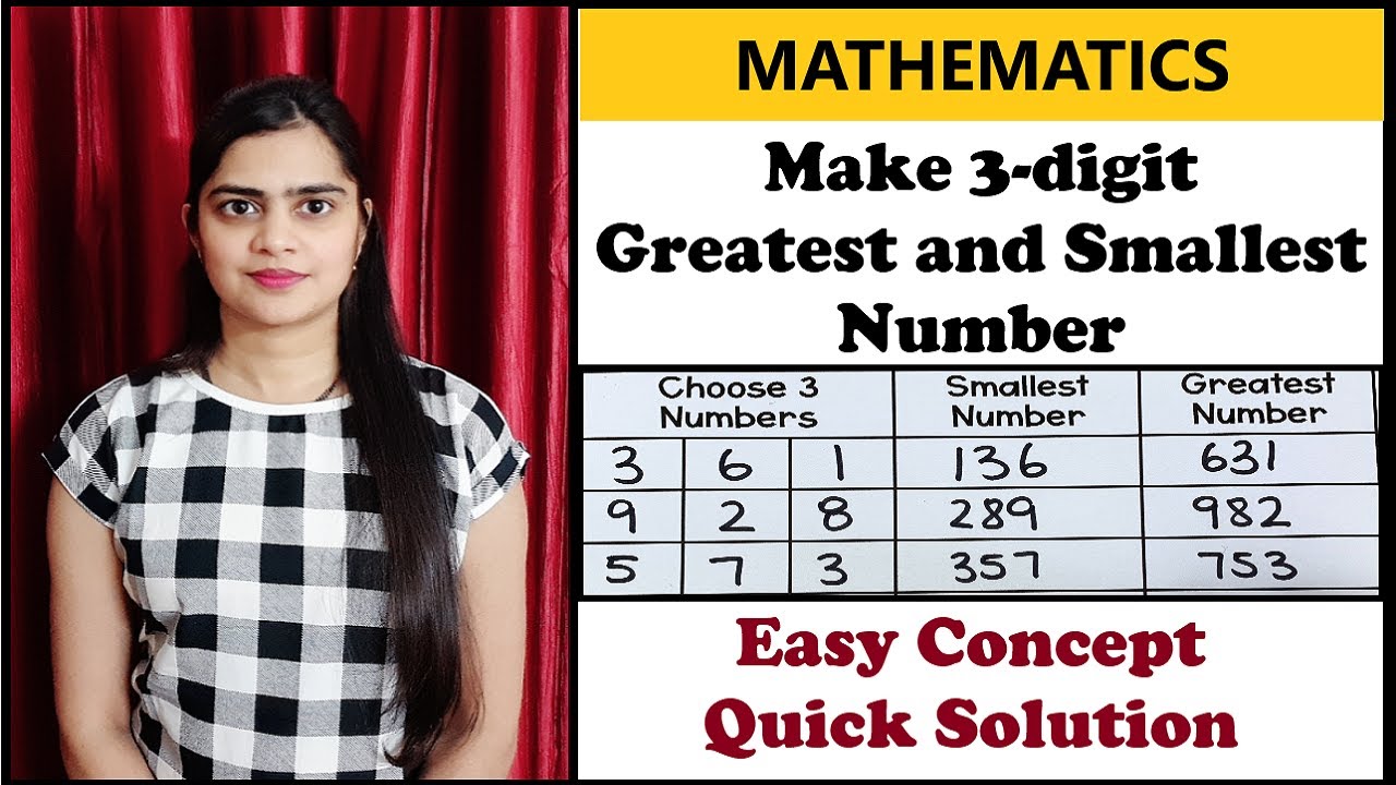 Smallest and Largest numbers || Make 3-digit smallest and largest ...