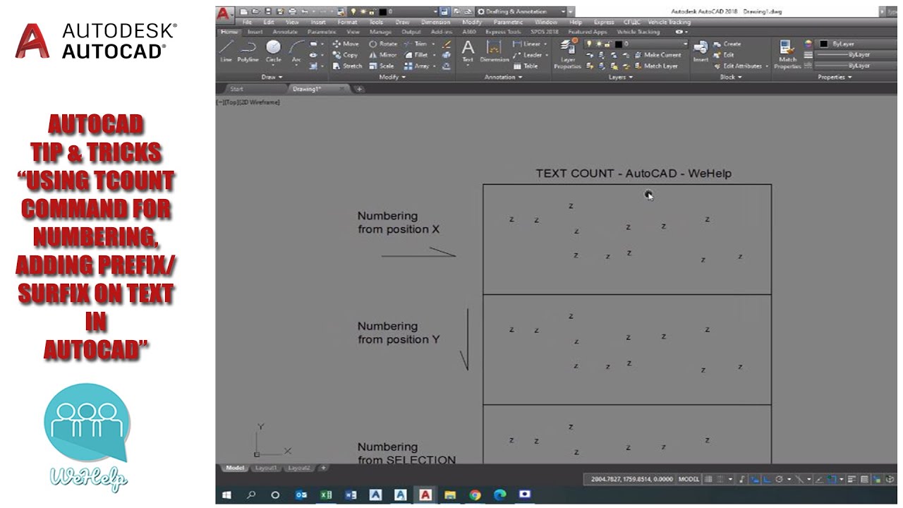 AutoCAD Tip Tricks Using TCOUNT Command For Numbering adding Prefix AutoCAD Tip Tricks Using TCOUNT Command For Numbering adding Prefix