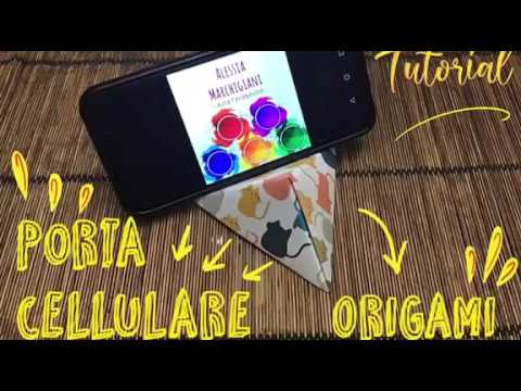 Tutorial porta cellulare telefono con tecnica Origami! Facilissimo! Paper art, creaft ...