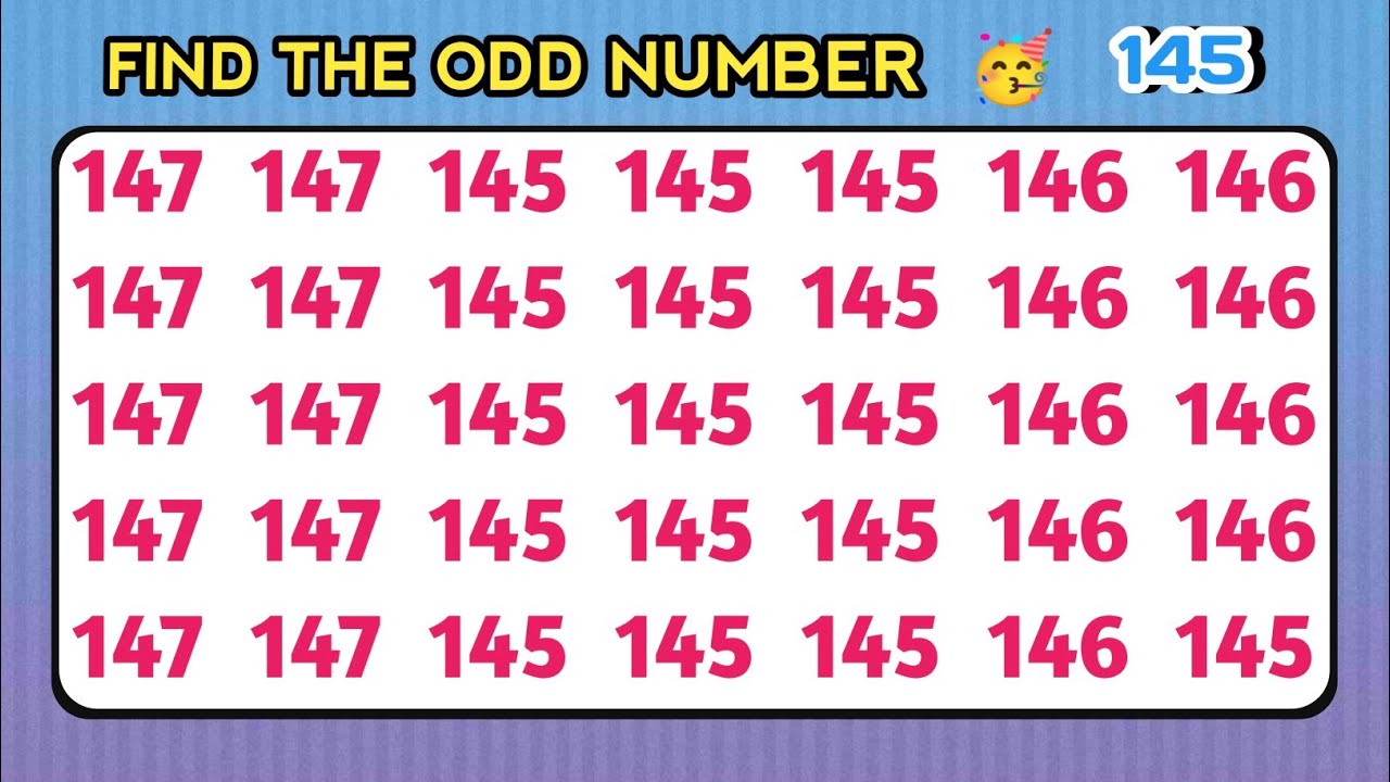 Challenge your eyes | Spot the odd numbers and letters difference - YouTube
