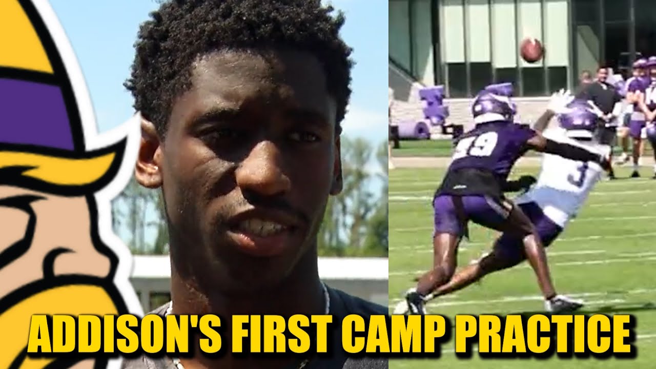 Jordan Addison Addresses Media, Does Work in First Vikings Training ...