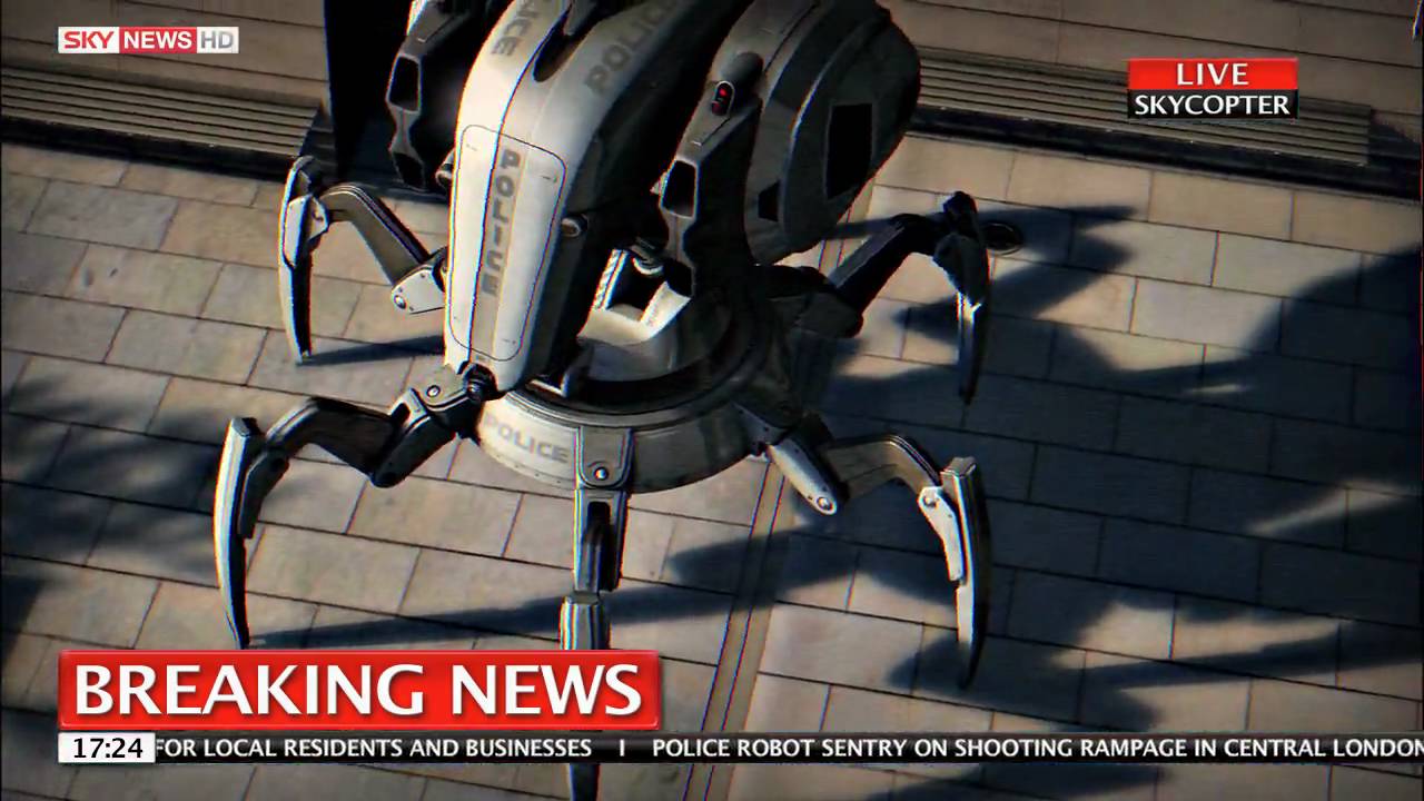 ROBOT RAMPAGE! (London Riot Police Prototype Robot malfunctions) - YouTube