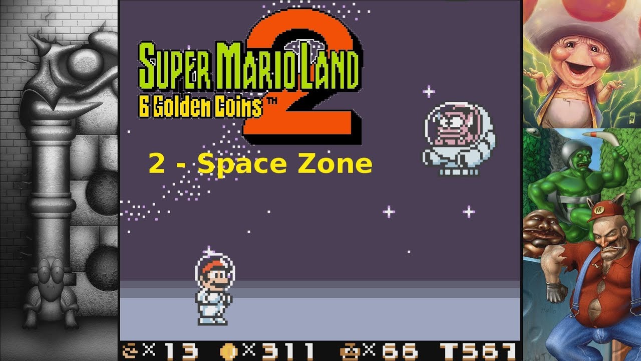 Super Mario Land 2 DX | Stage 2 - Space Zone | Playthrough (all stages ...
