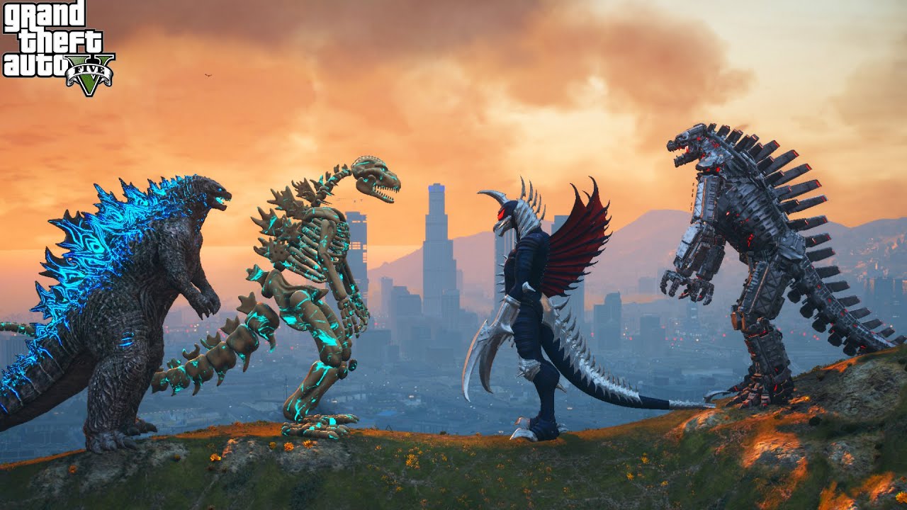 Godzilla and Skeleton Godzilla vs Mechagodzilla and Millennium Gigan ...