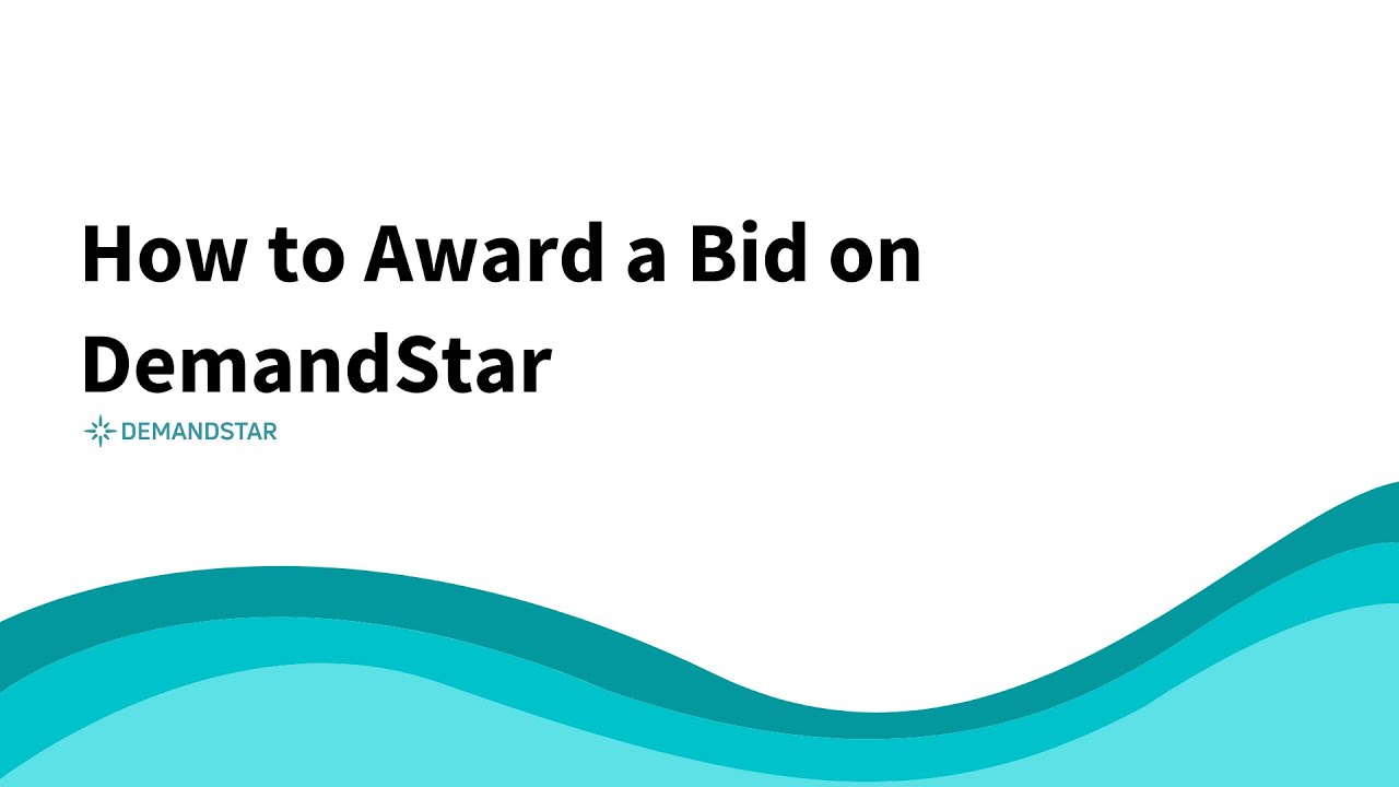 How to Award a Bid on DemandStar - YouTube