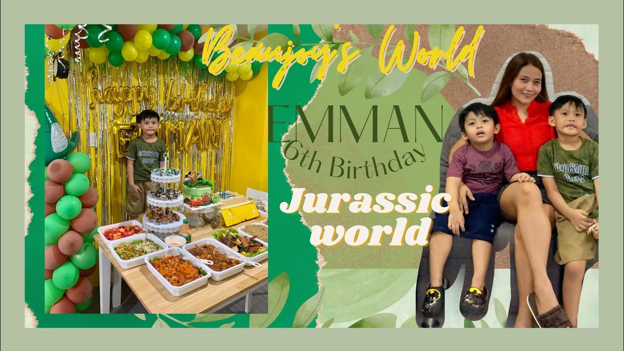 EMMAN’S 6th BIRTHDAY | SIMPLE BALLOONS SET UP | JURASSIC WORLD - YouTube