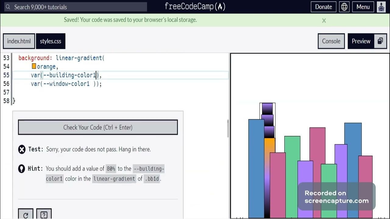 FreeCodeCamp ||Responsive Web Design || Step 15 || Css variables by Building a City Skyline Part ...
