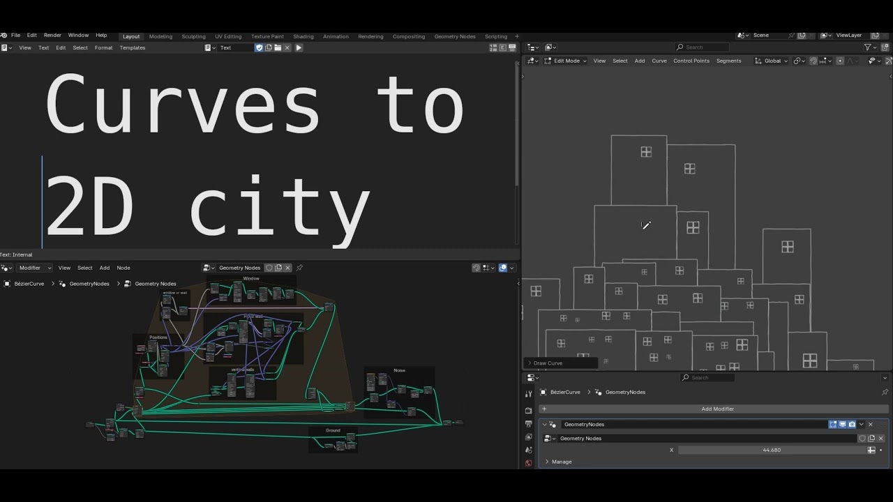 Curves to 2D city, 🏤 , blender geometry nodes - YouTube