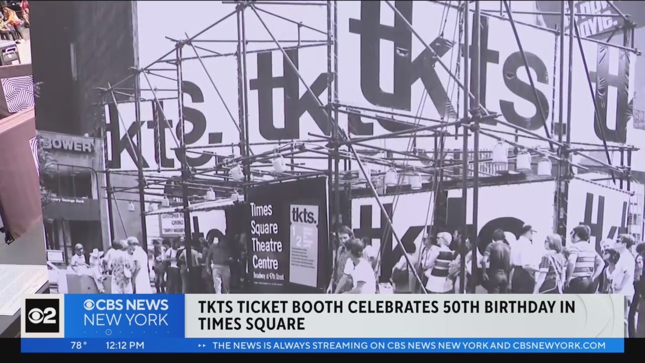 Times Square's TKTS ticket booth celebrates 50th birthday - YouTube
