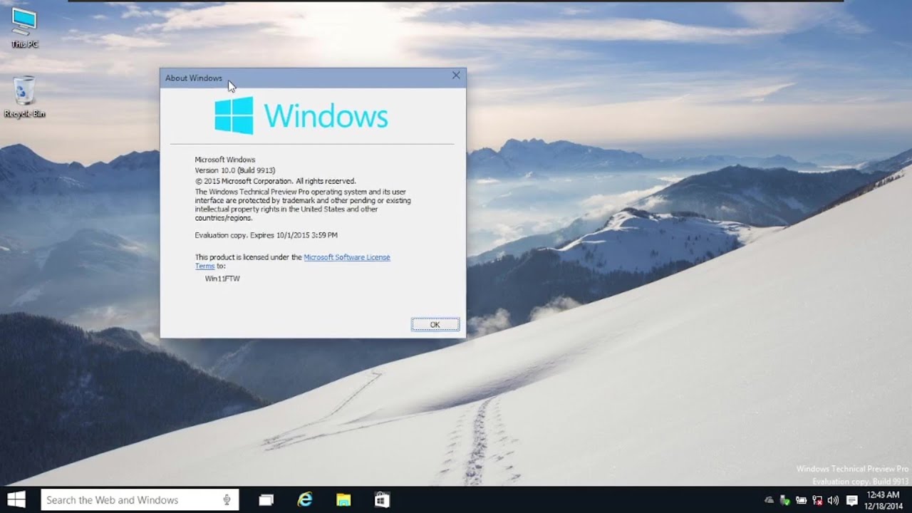 Windows 10 Build 9913 - Wallpaper and ICONs - YouTube