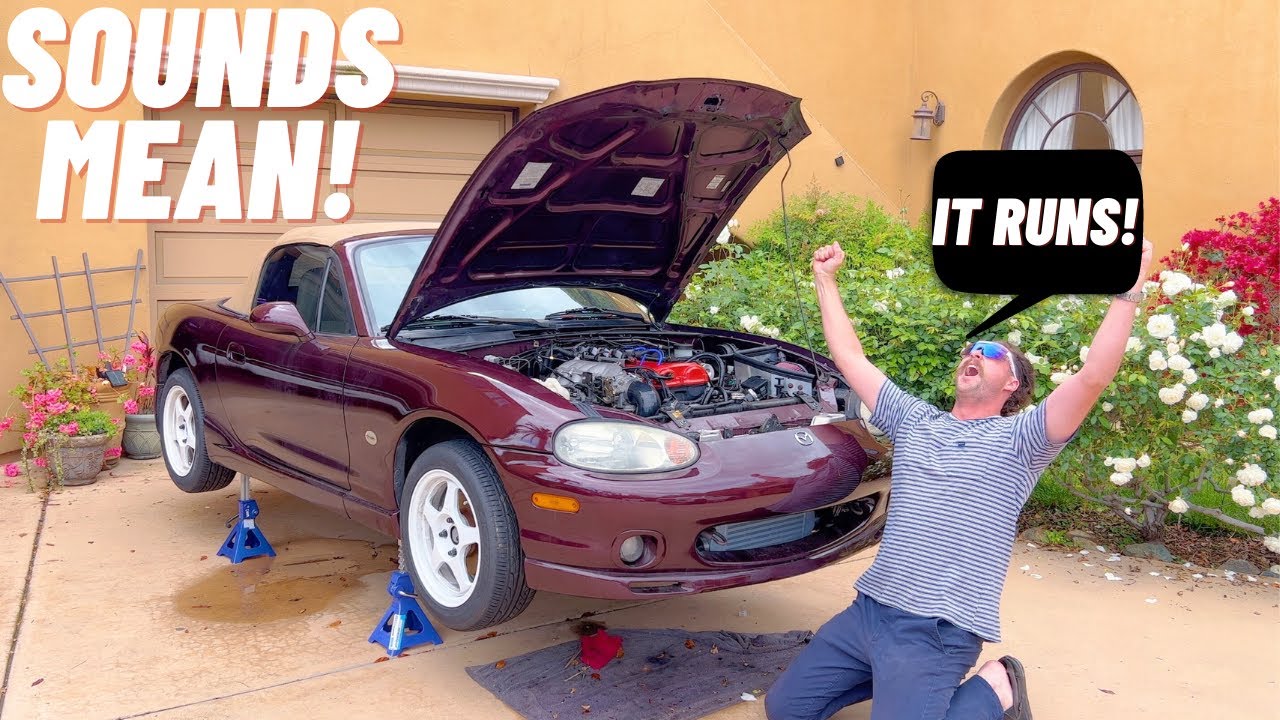STARTING THE TURBO MIATA FOR THE FIRST TIME! - YouTube