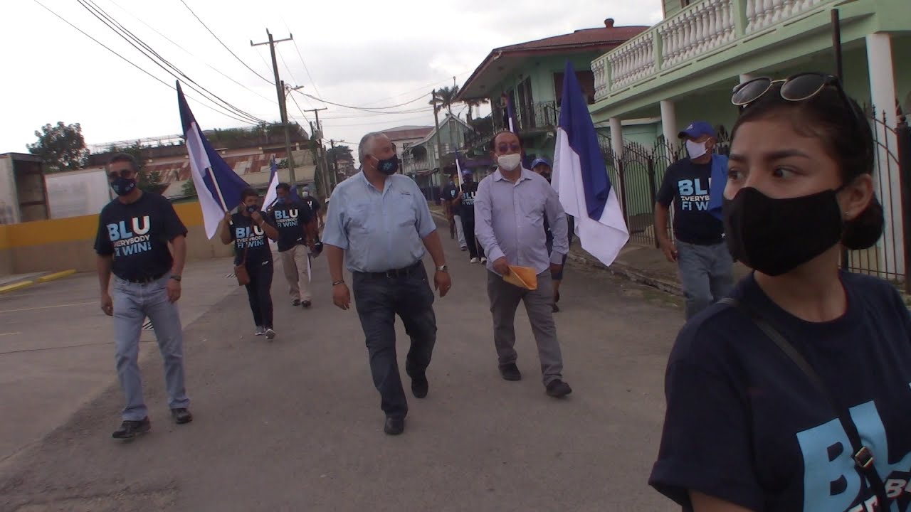Jorge 'Milin' Espat leads the walk towards the town hall for his ...
