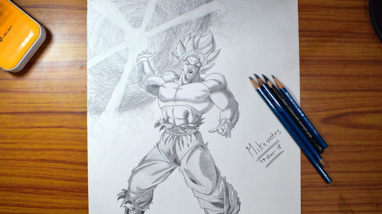 DRAWING GOKU WITH PENCILS (NO COLOURS OR MARKERS) - YouTube