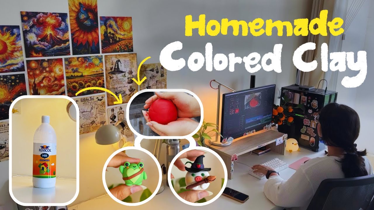 How I make air dry clay at home and colour my clay 🍒 diy homemade clay ...