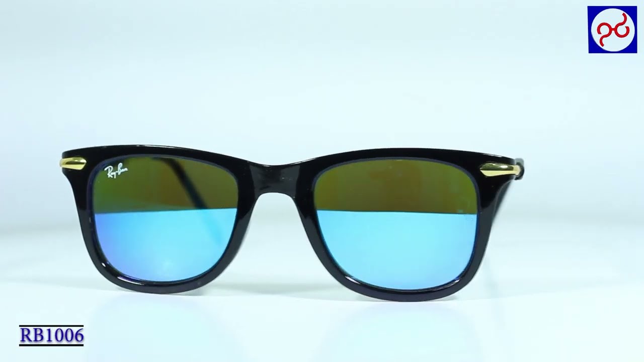 RAYBAN RB 1006 || square tinted blue lense || Acrylic glossy black ...