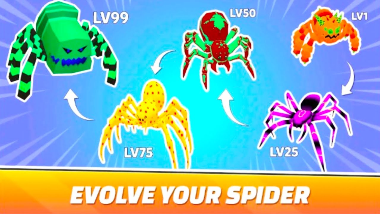 Spider run simulator level-1vs25vs50vs99 - YouTube