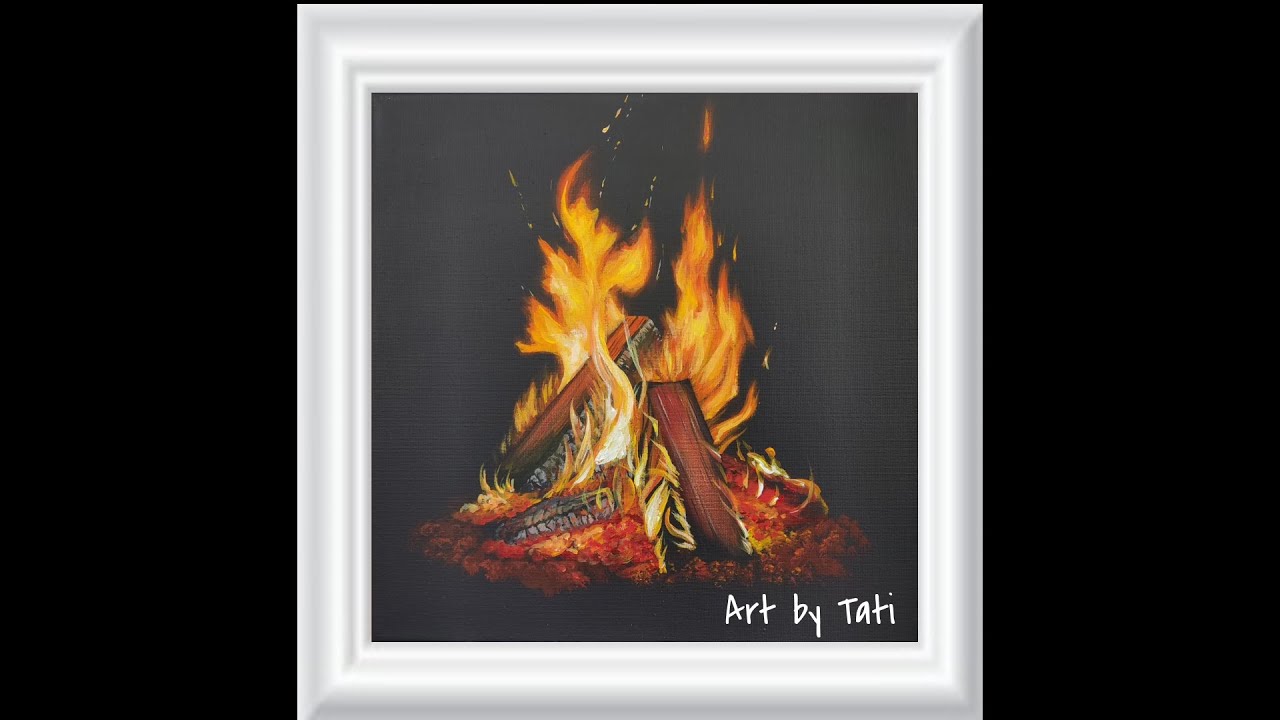 How to paint Realistic Flames Bonfire | Acrylic Painting - YouTube