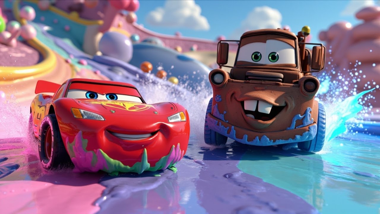 Lightning McQueen and Mater Race in Slime 2025 - YouTube