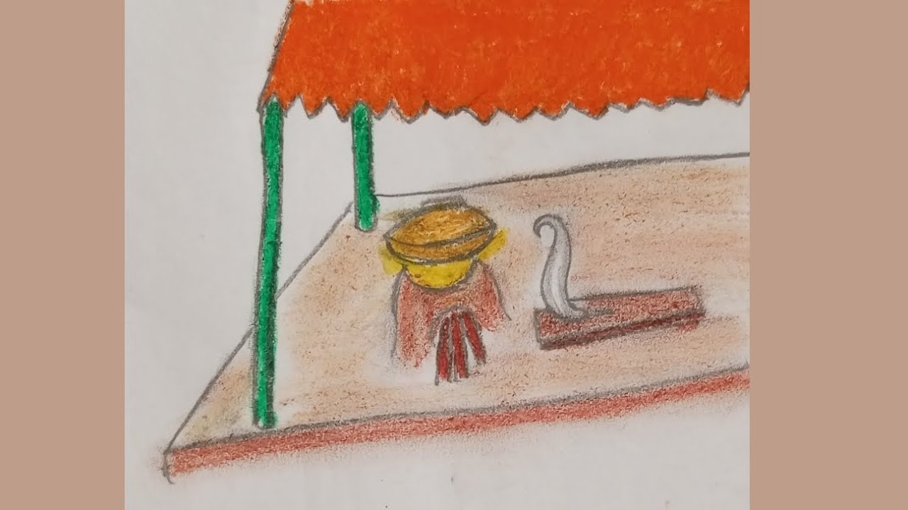 How to draw a village cooking home with oil pastel. - YouTube