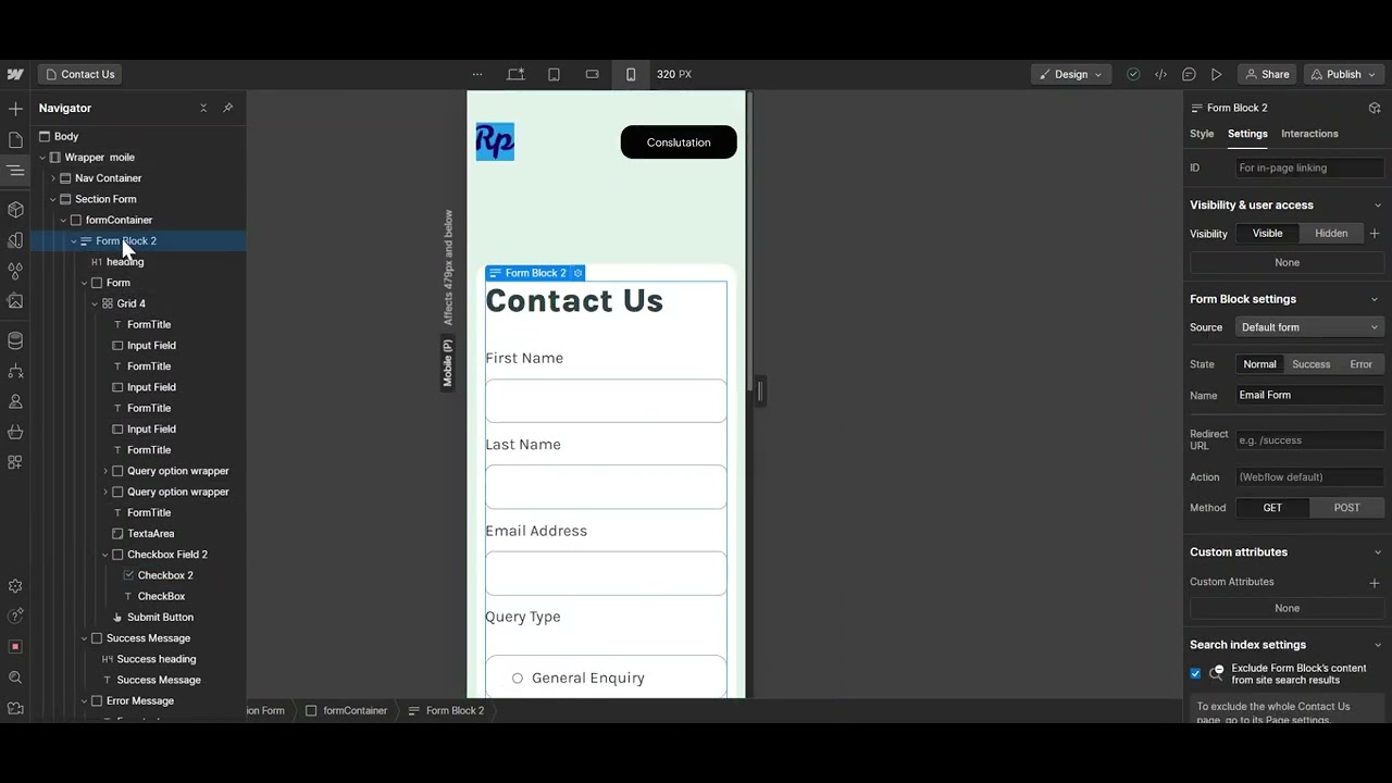 Contact Us form on Webflow - YouTube