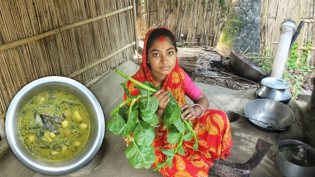 Delicious Fresh Pui Shaak Recipe | Indian Village Style Cooking | polli ...